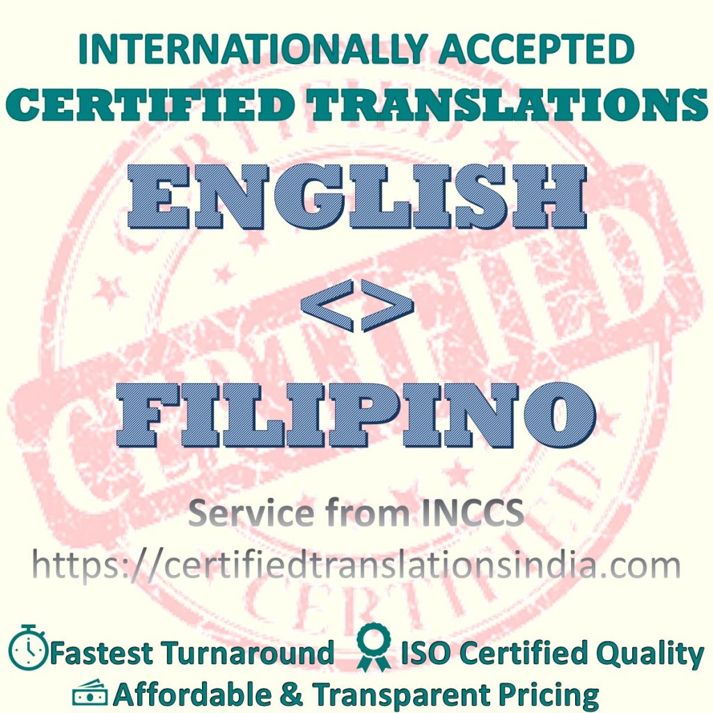 English to Filipino Diploma Certificate Certified Translation | +91 ...
